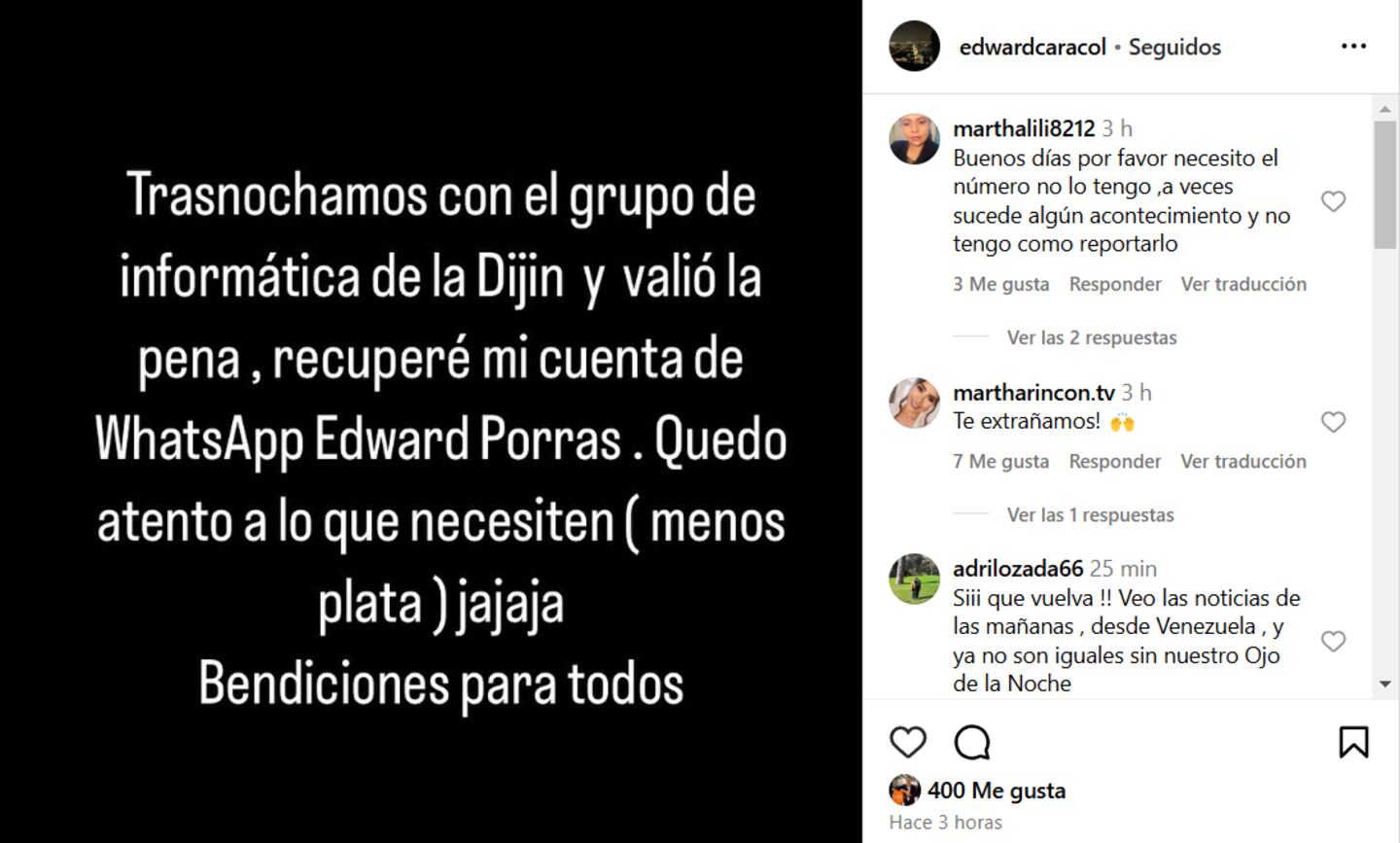 Edward Porras de Noticias Caracol salió de tremendo problema gracias a ...