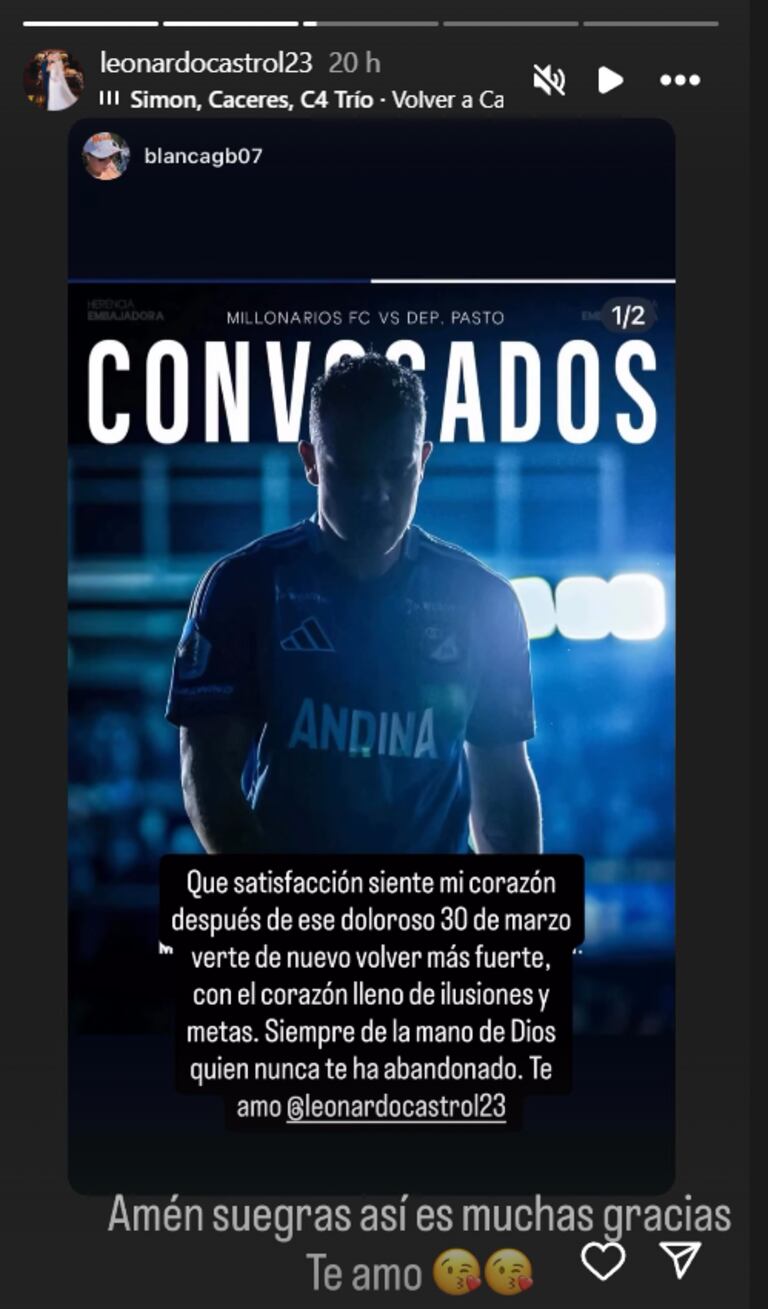 Leo Castro de Millonarios mostró cómo es su amorosa relación con su ...